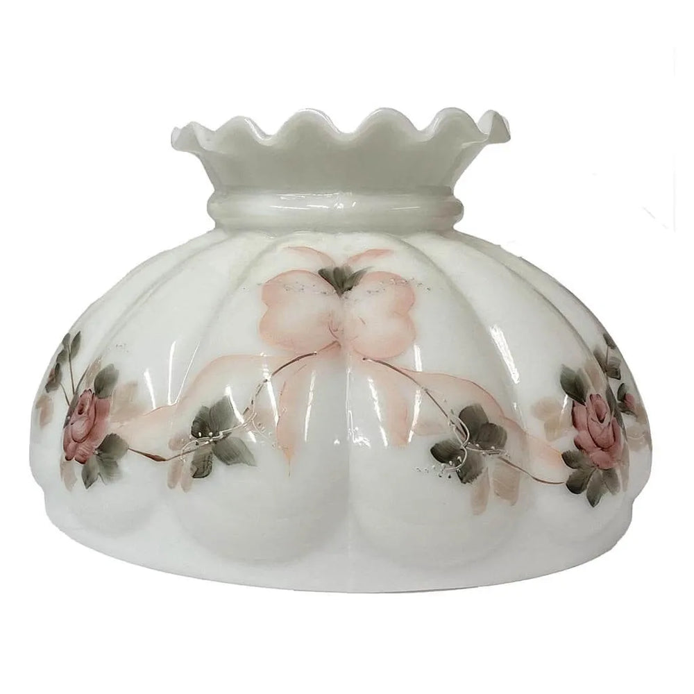 Melon Student Glass Lamp Shade, Roses & Ribbons