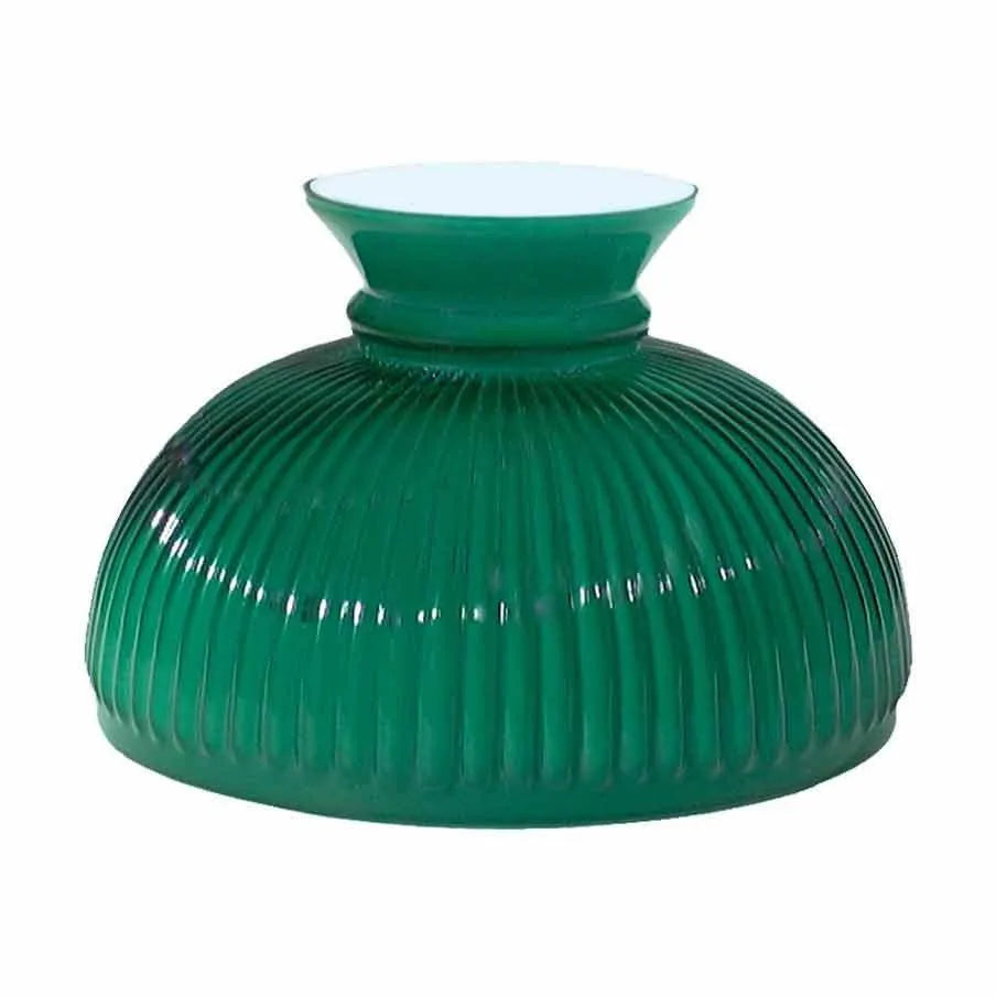 Green Cased Glass Ribbed Lampshades